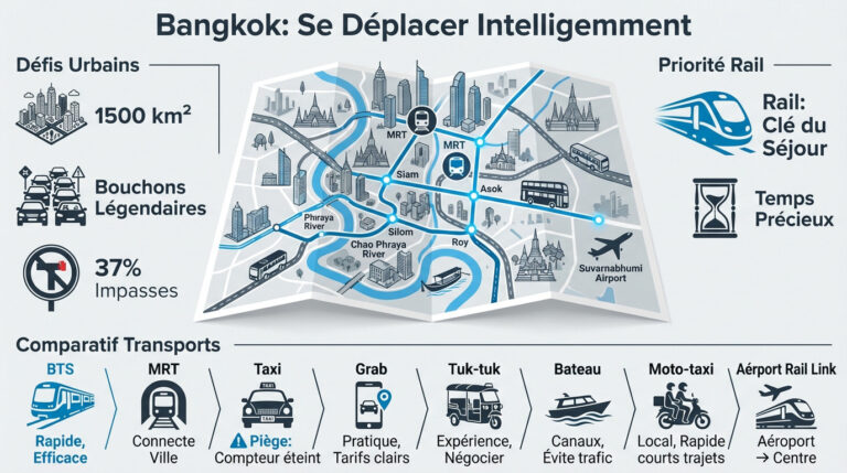Transports à Bangkok : prix, plans BTS/MRT et astuces 2026
